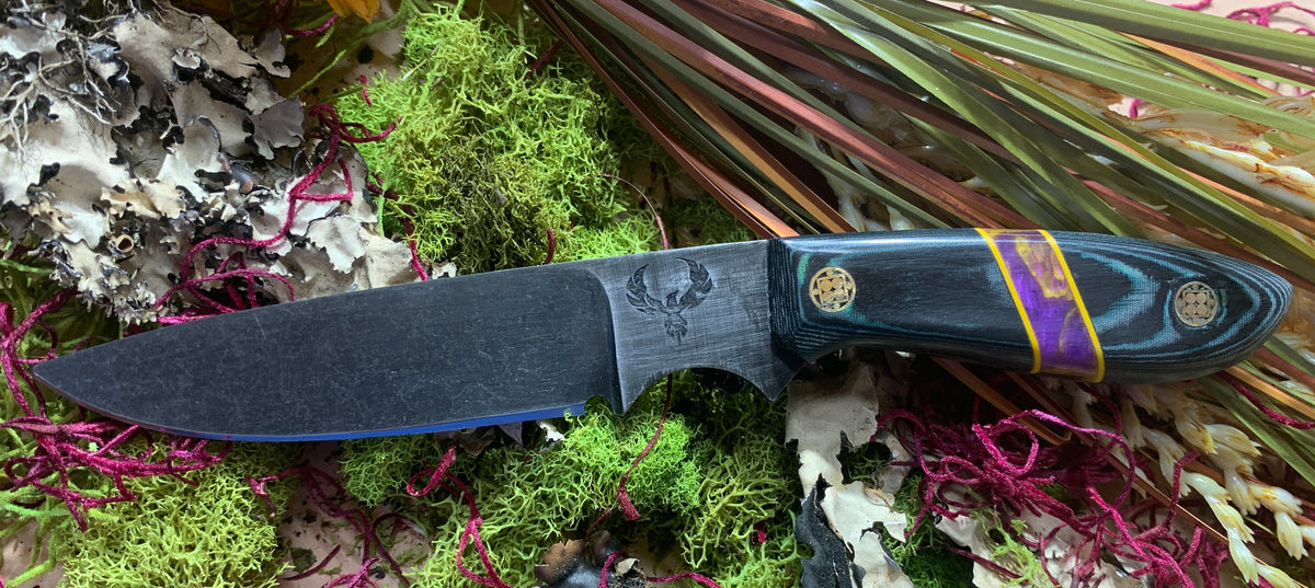 Custom EDC knife, 1095 high carbon steel with acid stonewashed blade ...